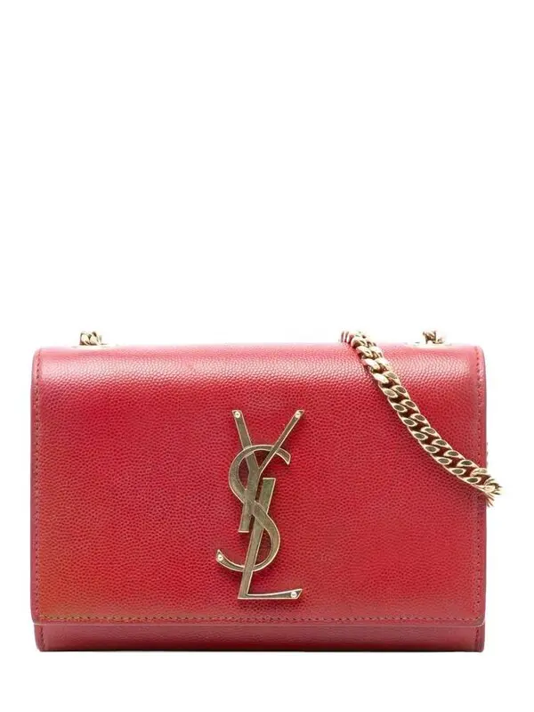Saint Laurent Small Leather Monogram Kate Crossbody Bag - Red