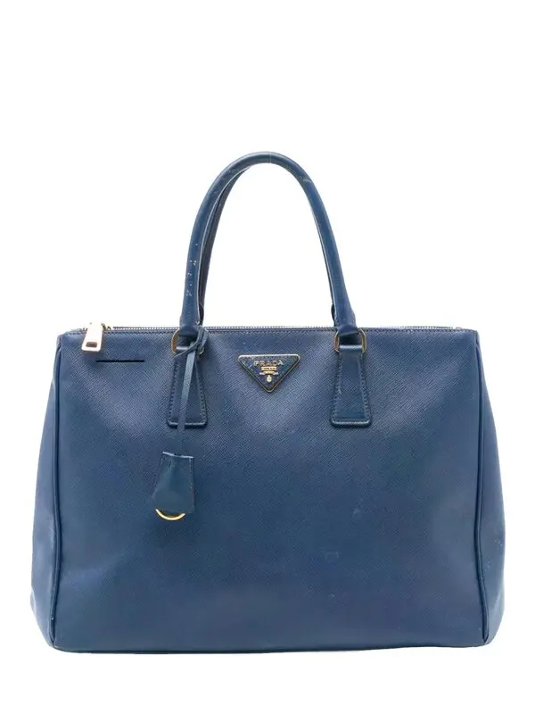 Prada 2010-2025 Large Saffiano Lux Galleria Double Zip Tote Bag - Blue