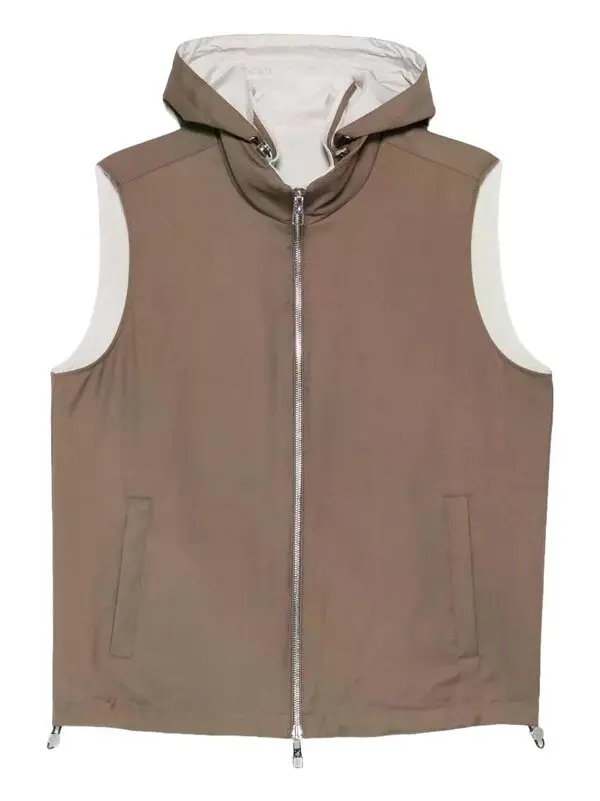 MONTECORE Hooded Zip Gilet - Brown