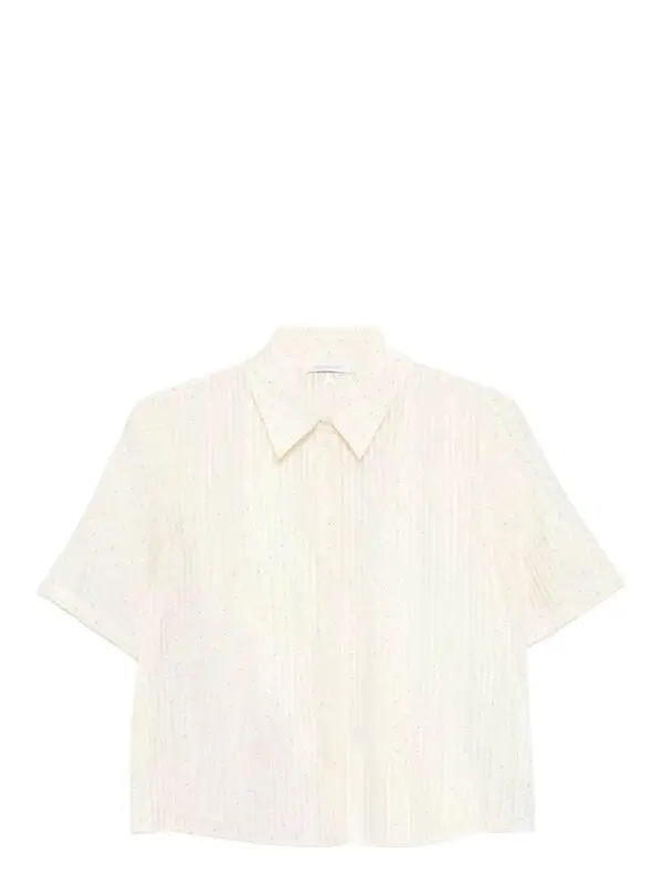 Patrizia Pepe Striped Crystal Embellishment Shirt - Neutrals