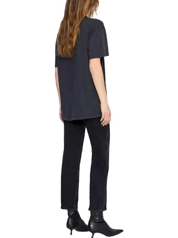ANINE BING Washed Graphic Print Short Sleeve T-shirt - Black