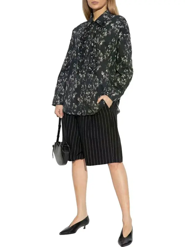R13 Pinstripe Bermuda Shorts - Black