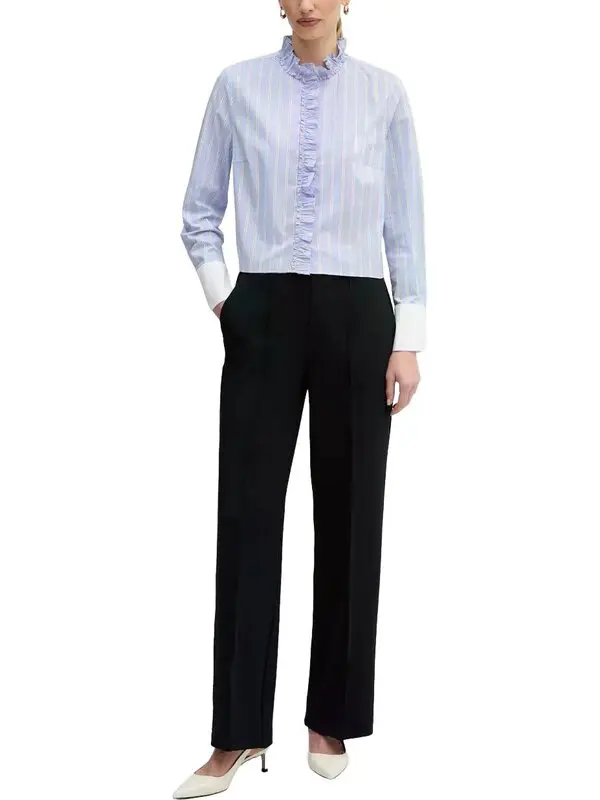 OUI Ruffled Striped Shirt - Blue