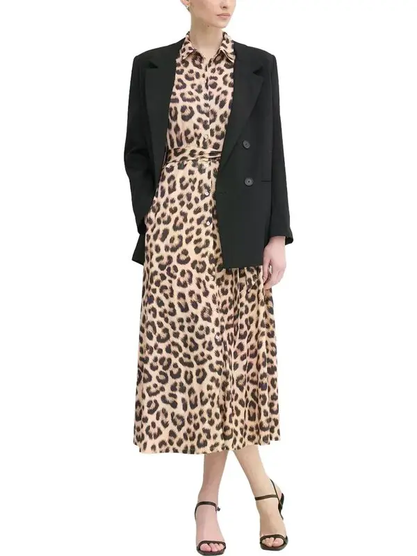 OUI Leopard Print Tie Belt Shirt Dress - Neutrals