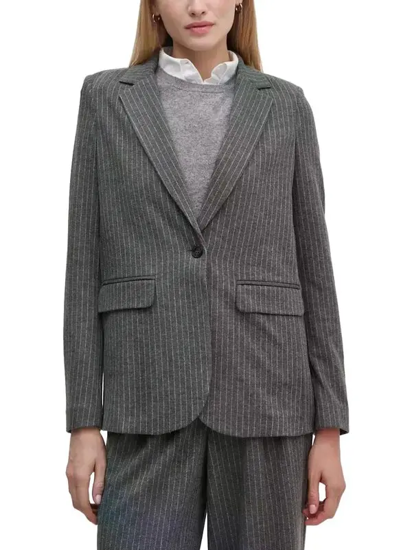 OUI Pinstripe Flap-pocket Blazer - Grey