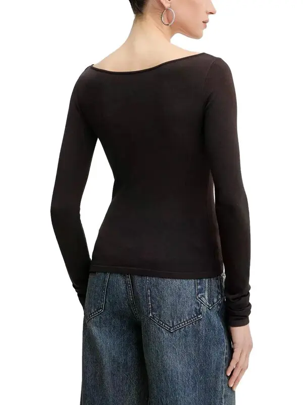 Miss Sixty Long-sleeve Boat Neck Top - Brown