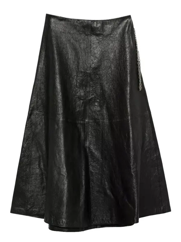 Alexander Wang Chain A-line Leather Midi Skirt - Black
