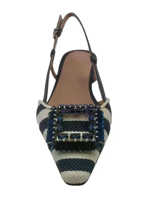Roberto Festa Mimma Striped Buckle-fastening Flat Pumps - Blue