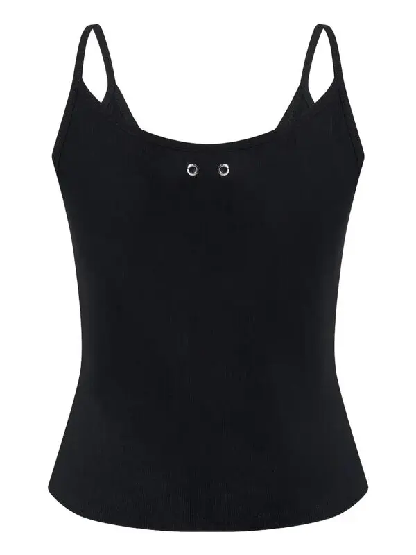 TEAM WANG DESIGN Sleeveless Tank Top With Eyelet Detail - Black
