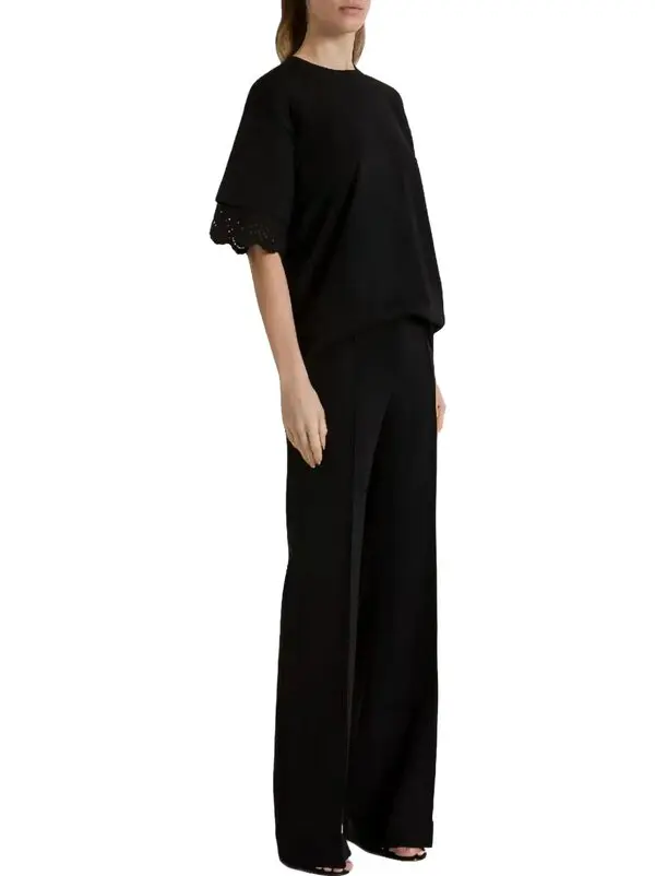 Alberta Ferretti Lace Sleeve T-shirt - Black