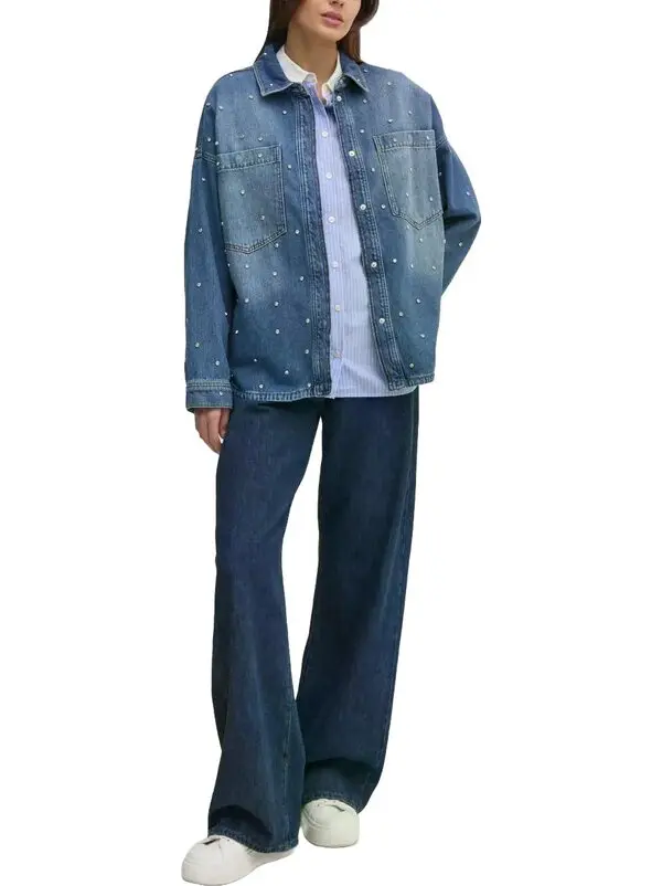 MOS MOSH Striped Button-down Shirt - Blue