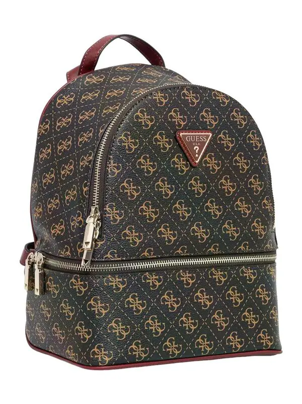 Guess Monogram Zip Backpack - Brown