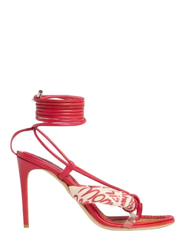 Dsquared2 Rebel Hibiscus Heeled Sandals - Red
