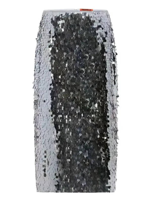 SIMONMILLER Mia Sequined Midi Skirt - Silver