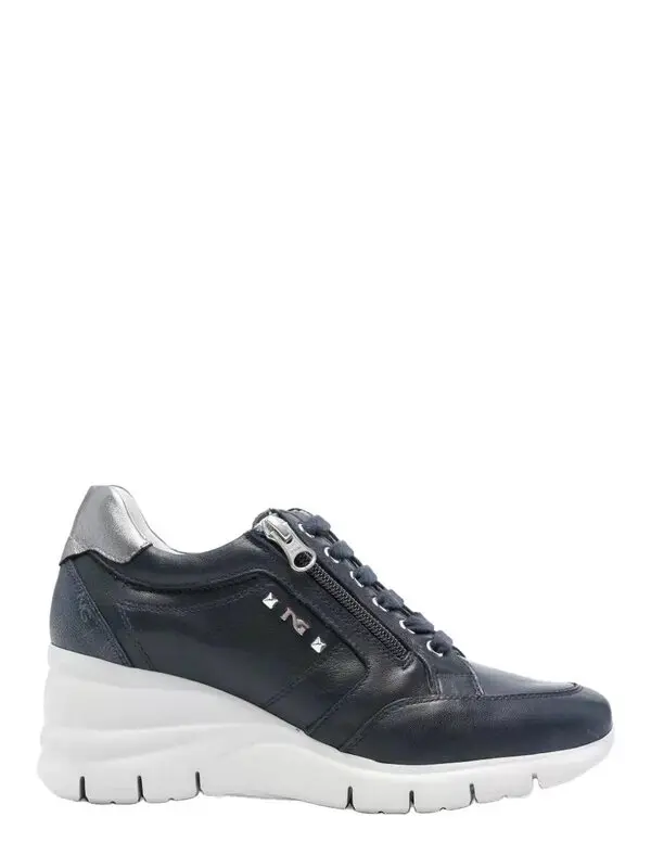 NEROGIARDINI Zip Leather Sneakers - Blue