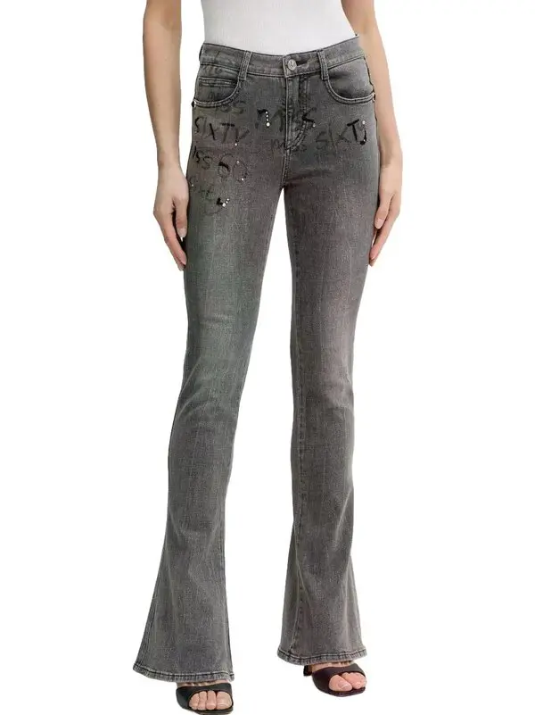 Miss Sixty Front Embellished Flared Jeans - Grey