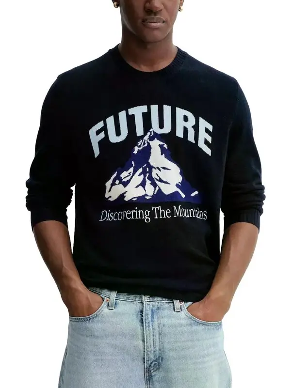 From Future Mountain Graphic Crew Neck Sweater - Blue