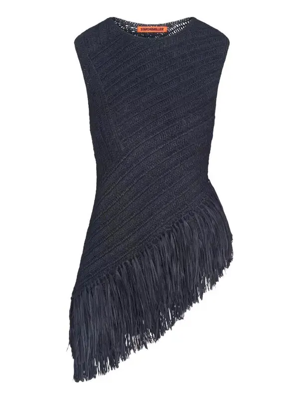 SIMONMILLER Beja Crochet Fringe Blouse - Black