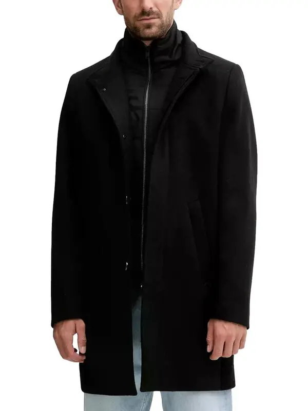 Lindbergh Funnel Neck Coat - Black