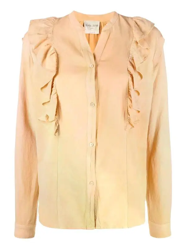 FORTE_FORTE Ruffled Detail V-neck Blouse - Orange