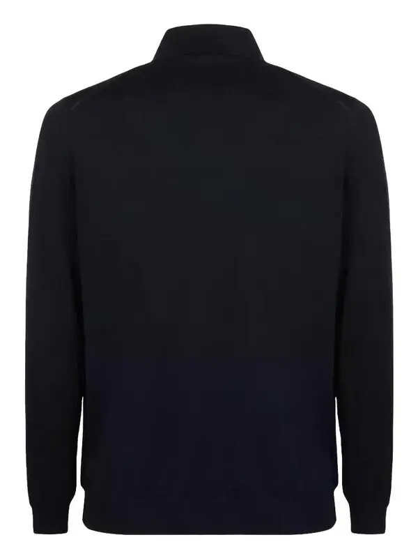 SLOWEAR Long Sleeve Knit Polo Shirt - Blue