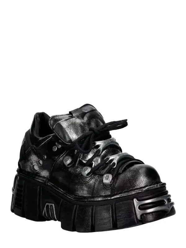 NEW ROCK Platform Lace-up Sneakers - Black