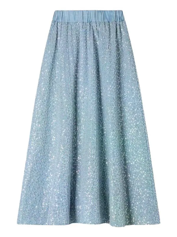 Sandro Maxi Striped Sequin Embellished Skirt - Blue