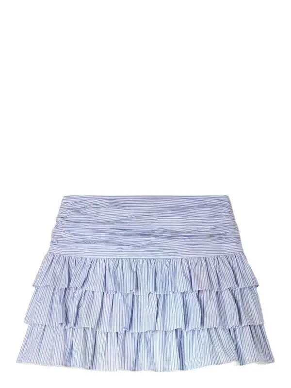 Sandro Striped Ruffled Mini Skirt - Blue