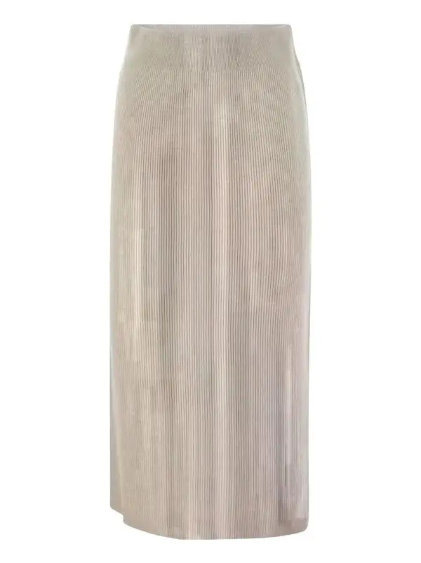 Brunello Cucinelli Ribbed Midi Skirt - Neutrals