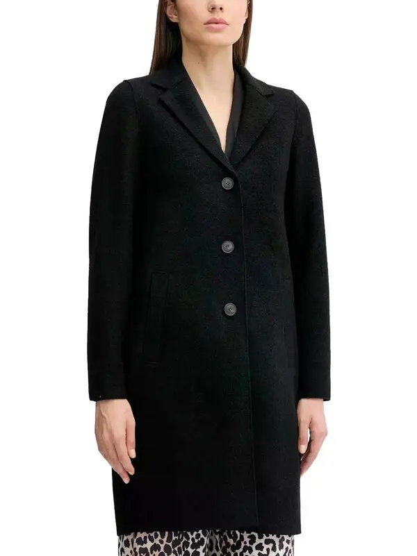 OUI Button Front Long Sleeve Coat - Black