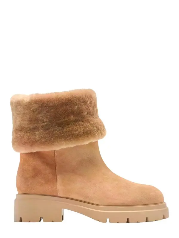 STUART WEITZMAN Hudson Fur-trim Suede Boots - Neutrals