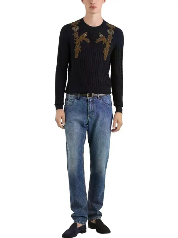 Dolce & Gabbana Embellished Crew Neck Sweater - Blue