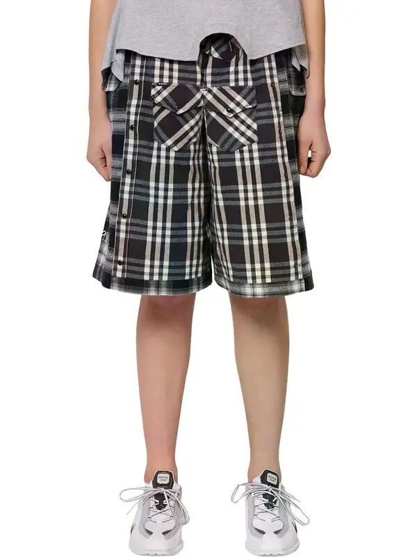 GINA CORRIERI Check Pattern Shorts - Black