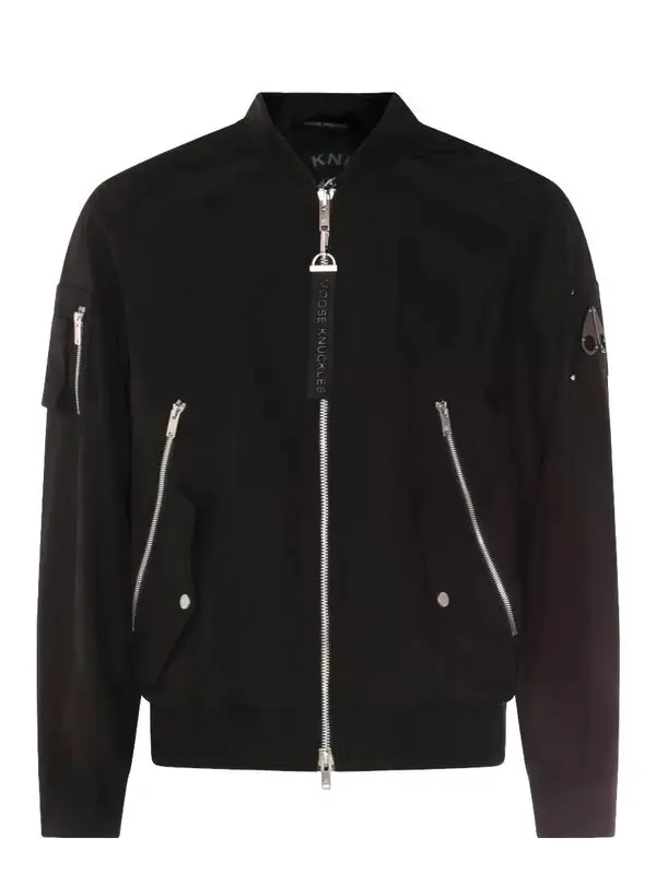 Moose Knuckles Logo Detail Bomber Jacket - Black