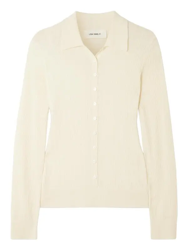 LISA YANG Agata Ribbed Cashmere Cardigan - Neutrals