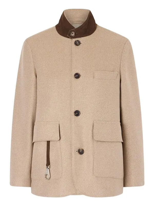 Loro Piana Suede-trimmed Silk-tweed Jacket - Neutrals