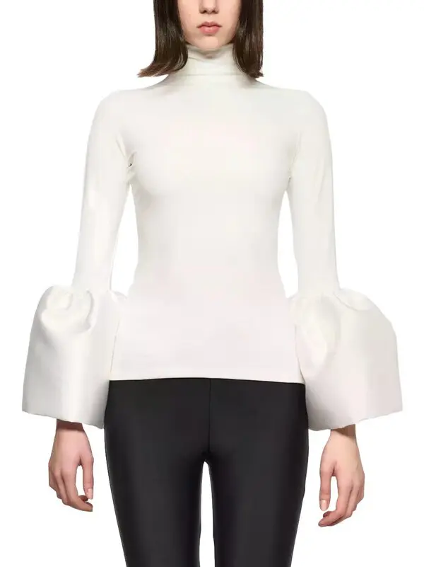 ATU BODY COUTURE High Neck Bell Sleeve Top - White