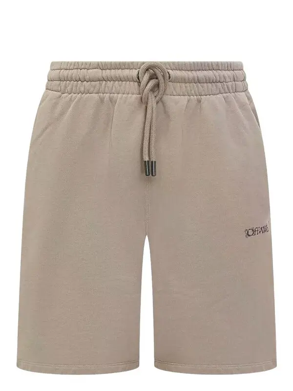 Off-White Drawstring Heraldic Print Shorts - Neutrals