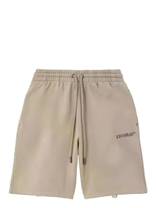 Off-White Drawstring Heraldic Print Shorts - Neutrals