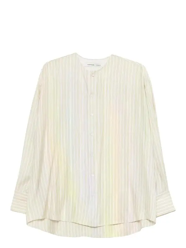 Carven Striped Pattern Band Collar Shirt - Neutrals