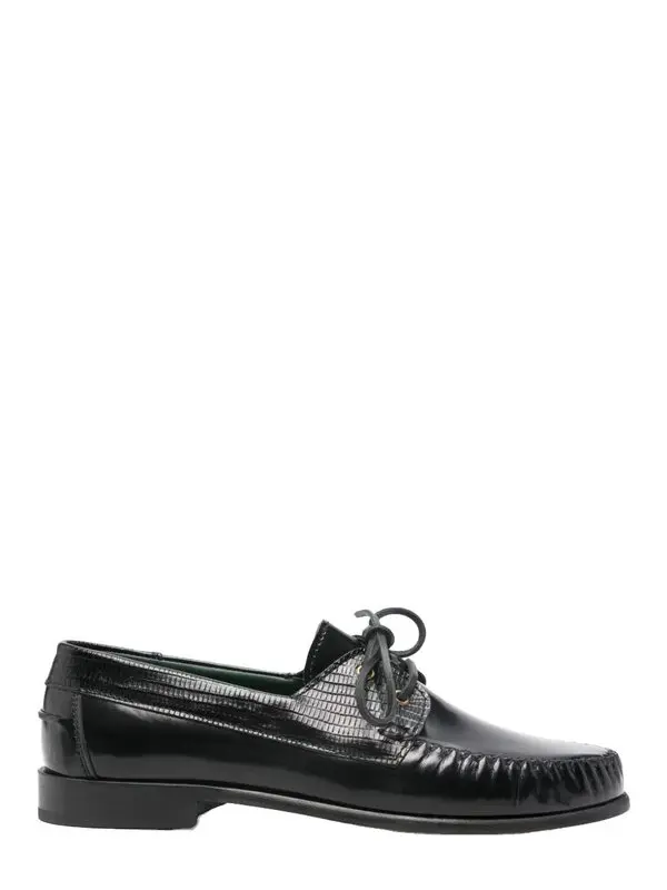 VINNY'S Millo Two-tone Lace-up Boat Shoes - Black