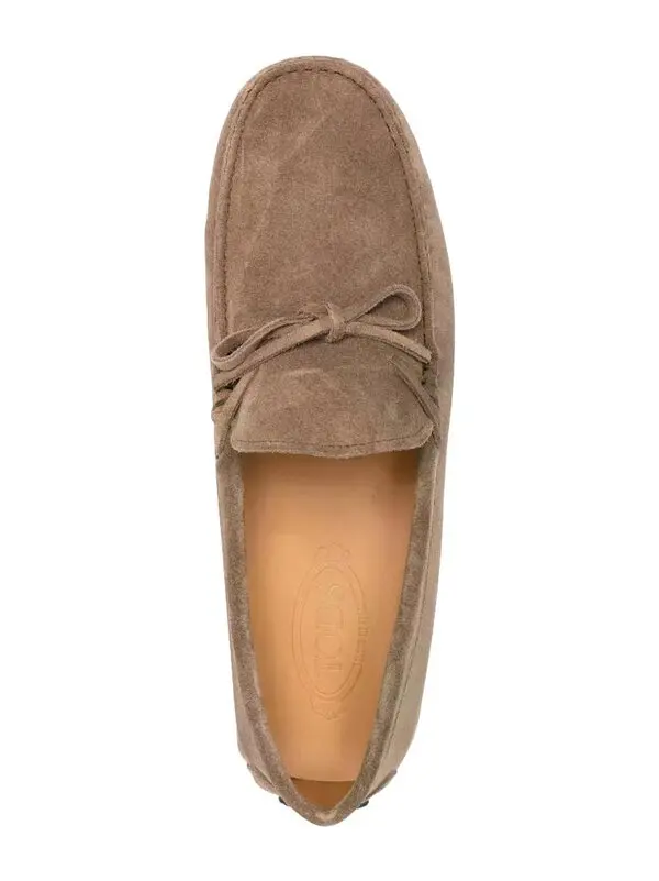 TOD'S Tie Detail Suede Loafers - Neutrals