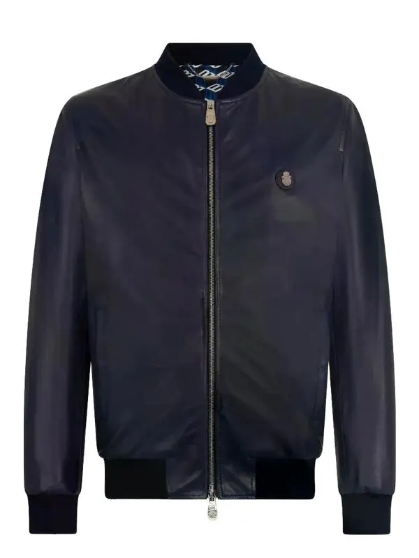 BILLIONAIRE Zip-up Bomber Jacket - Blue