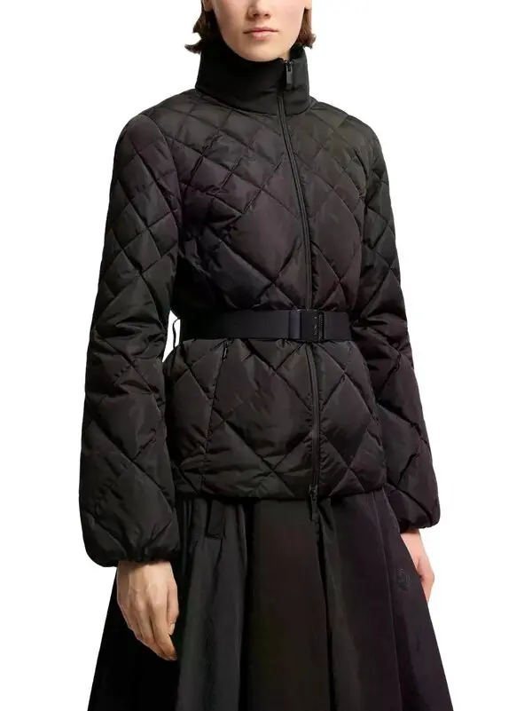 Moncler Diamond-quilted Belted Jacket - Black
