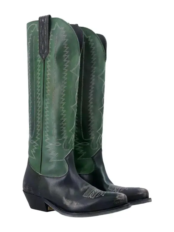 GOLDEN GOOSE Wish Star Leather Boots - Green