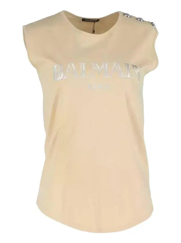 Balmain Logo Print Tank Top - Neutrals