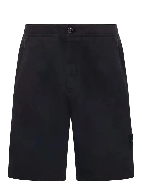 Stone Island Cotton Linen Canvas Shorts - Black
