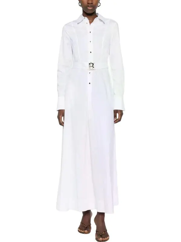 BLUGIRL Belted Collared Maxi Dress - White