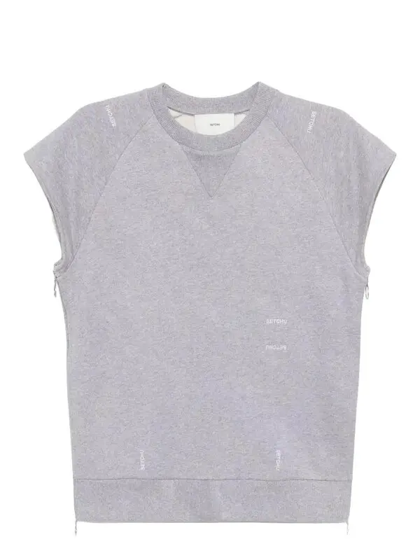 SETCHU Logo Embroidered Sleeveless Top - Grey
