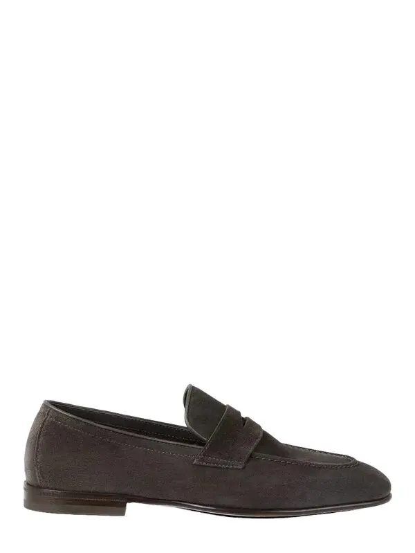 Brunello Cucinelli Suede Soft Penny Loafers - Brown